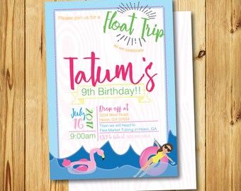Float trip invitation Camping party birthday invitation