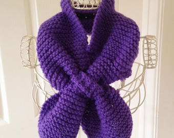 Pull Through Scarf Knitting Pattern Easy Ascot Neck Warmer