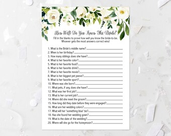 Bridal shower quiz | Etsy