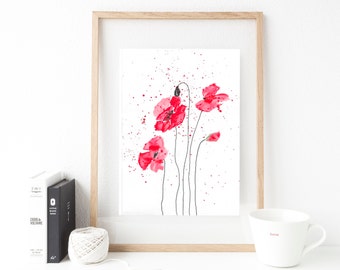Poppy Painting Print from Original Watercolor Painting
