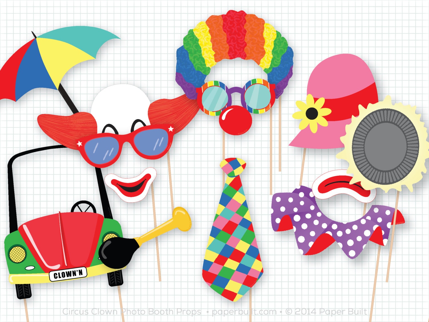 Circus Clown Photo Booth Props Photobooth Props Circus