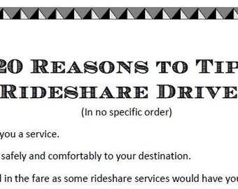 Uber Tips Not Included Thank You Sign for Print Digital