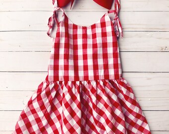 Red checkered dress | Etsy