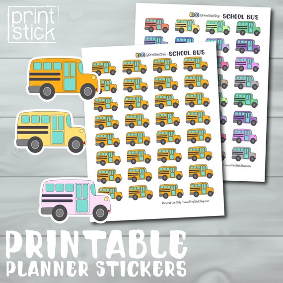 Bus Planner Stickers Printable School Bus Stickers for your