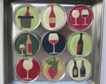 Wine Magnets Wine Lover Button magnets Kitchen Magnets