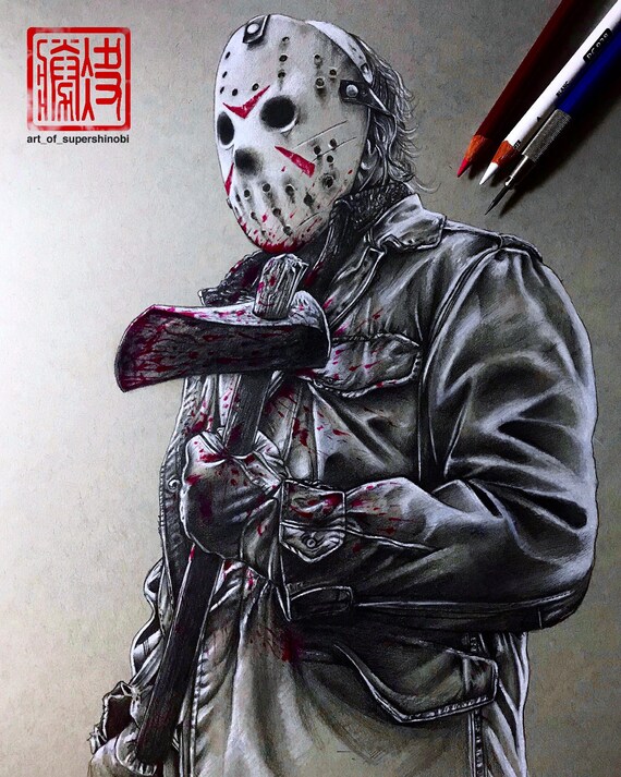 ORIGINAL Jason Voorhees Friday the 13th Drawing