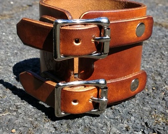 Leather wrist cuff | Etsy