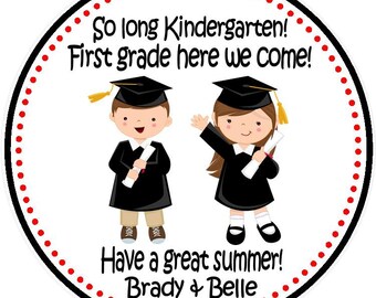 Kindergarten Graduation Tags Girls Set of 12 Preschool