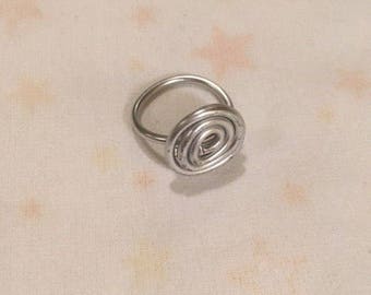 Silver Wrap Ring Hammered Coil Ring Stacking midi ring