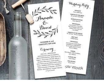 Rustic Wedding Program Template Fully Editable Wedding