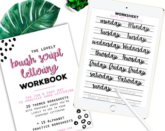 40 Practice Worksheets Modern Script Lettering for Procreate