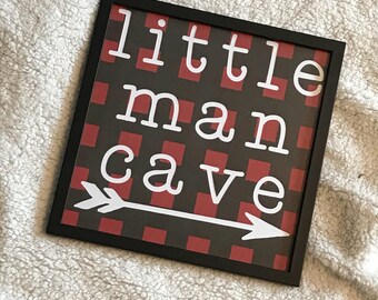 Little Man Cave Sign Baby Boy Sign Nursery Decor Hand