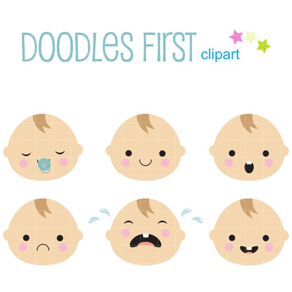 Cute Baby Boy Faces/Expressions Digital Clip Art for