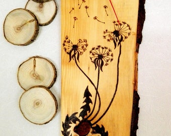 Pyrography clock | Etsy