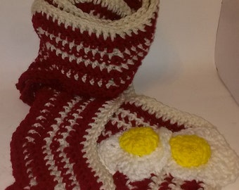 Crochet Bacon and Eggs Scarf Crochet Breakfast or Brunch
