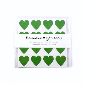 Green heart stickers | Etsy