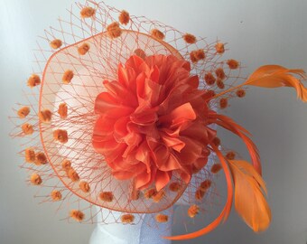Orange fascinator | Etsy