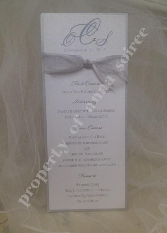 MENU Wedding Reception ALL OCCASION Double Layer with Ribbon