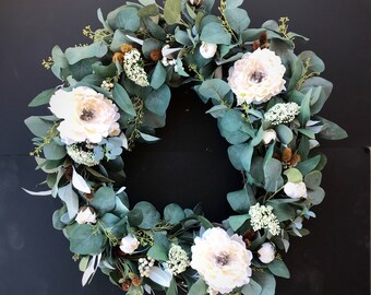 White rose wreath | Etsy