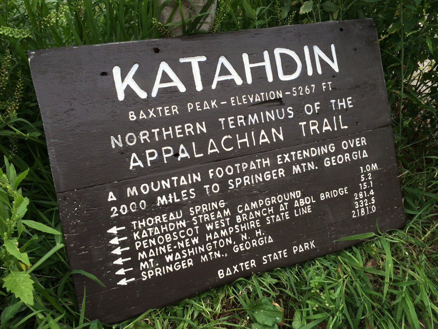 Katahdin summit scale replica sign. Hand carved and painted.