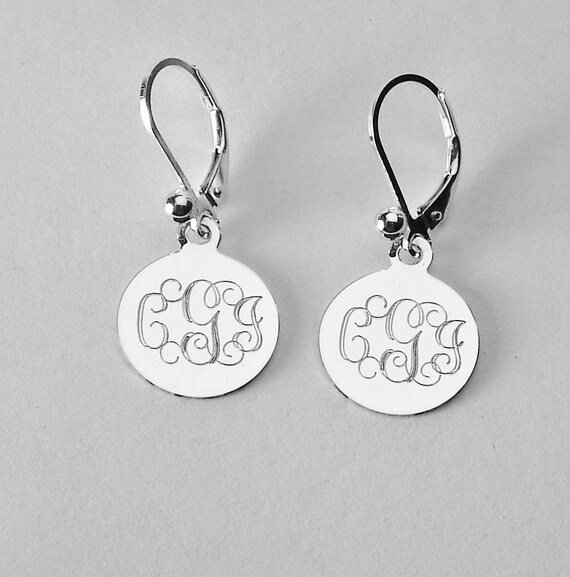 Custom Engraved Monogram Earrings Personalized Small 1/2 Inch