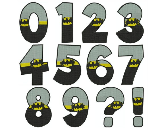 BATMAN NUMBERS Machine Filled Embroidery Instant Digital