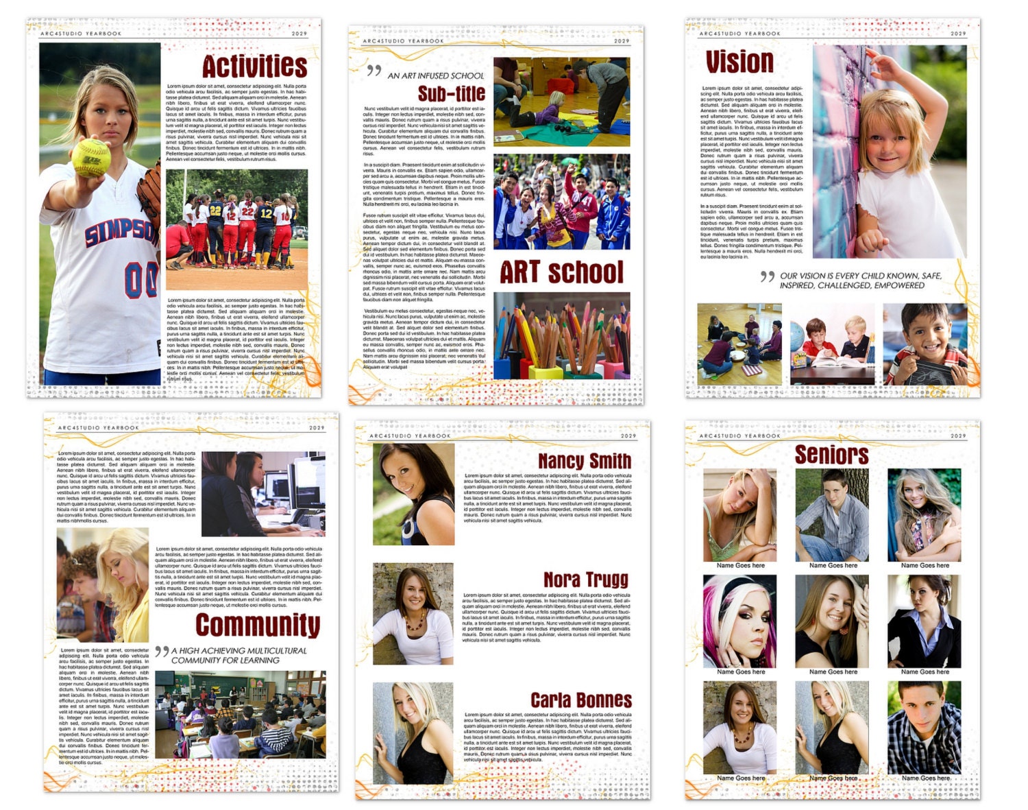 Yearbook "Contemporary" Templates from arc4Studio on Etsy Studio