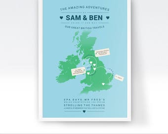 Personalised World Map Travel Map Custom World Map Print