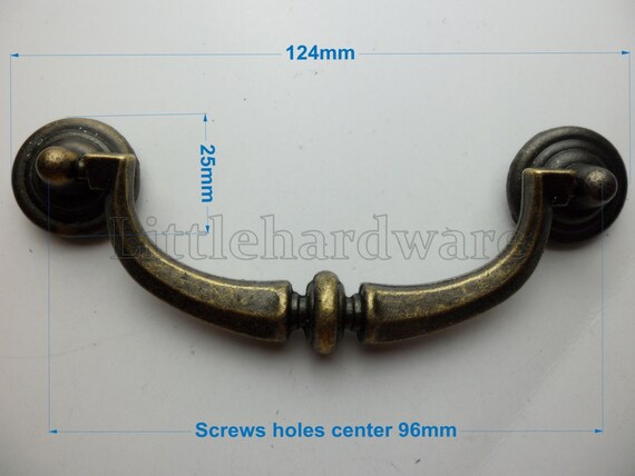 124mm length antique brass drop handles / dresser drawer