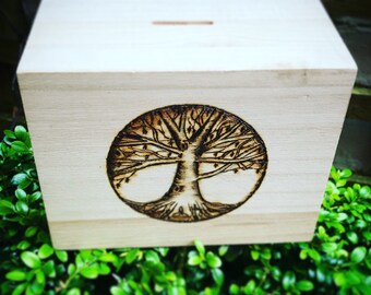 Wooden coin bank | Etsy