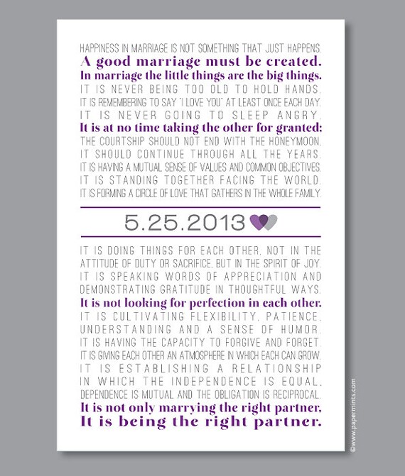 The Art of Marriage Print Wedding Poem with Personalized