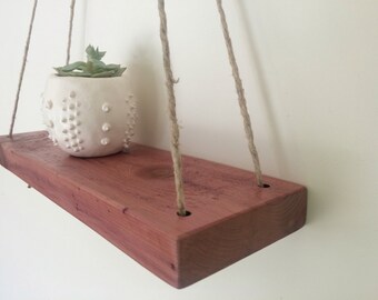 Swing Shelf Reclaimed Wood Shelf Wood and Leather Urban