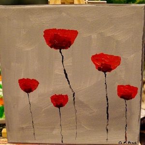 Red flower painting | Etsy