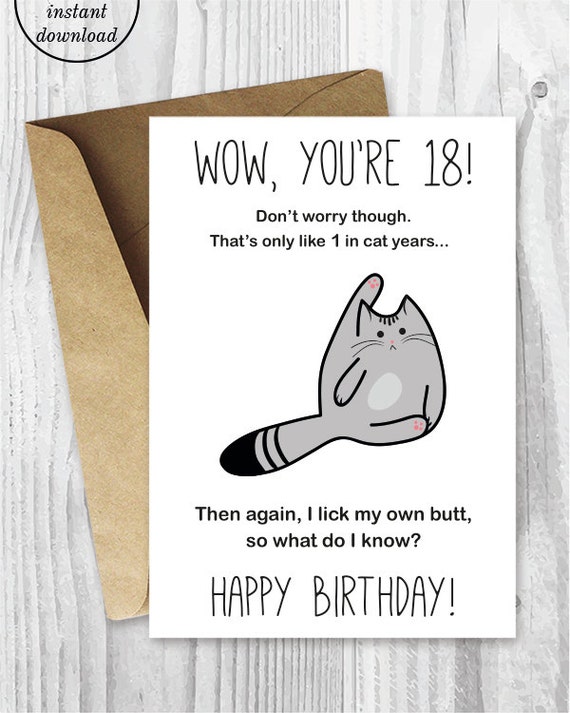 18th Birthday Printable Cards Printable Funny Birthday Cards