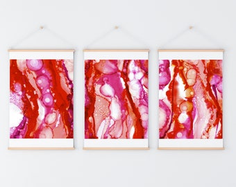 Red abstract art | Etsy