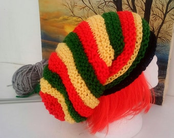 Rasta beanie with Pan-African movement colors African crown