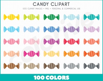 Watercolor Candy Clipart Rainbow Sweets Clip Art
