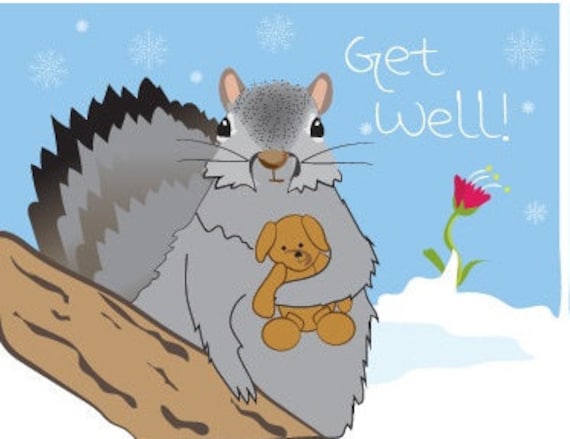 Get well card Squirrel card hand drawn Get Well Card Get