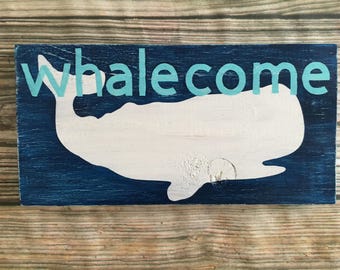 Whale welcome sign | Etsy