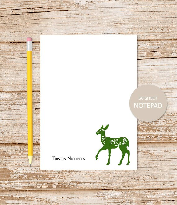 personalized notepad . deer notepad . personalized stationery