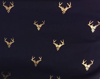 Deer Fabric Navy Deer Head Custom Fabric By Ivie Cloth Co