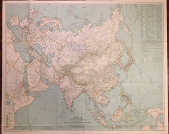 Vintage asia map | Etsy