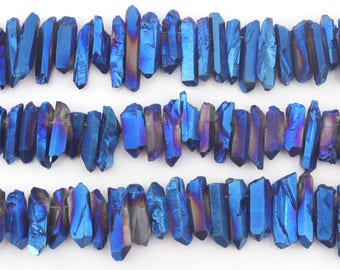 Tiny Blue Aura Quartz Crystal Point Raw Rough Blue Quartz Top