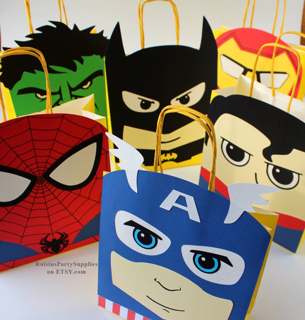 Superhero favor bags Superhero birthday party decorations for Superhero favor bags Superhero birthday party decorations for