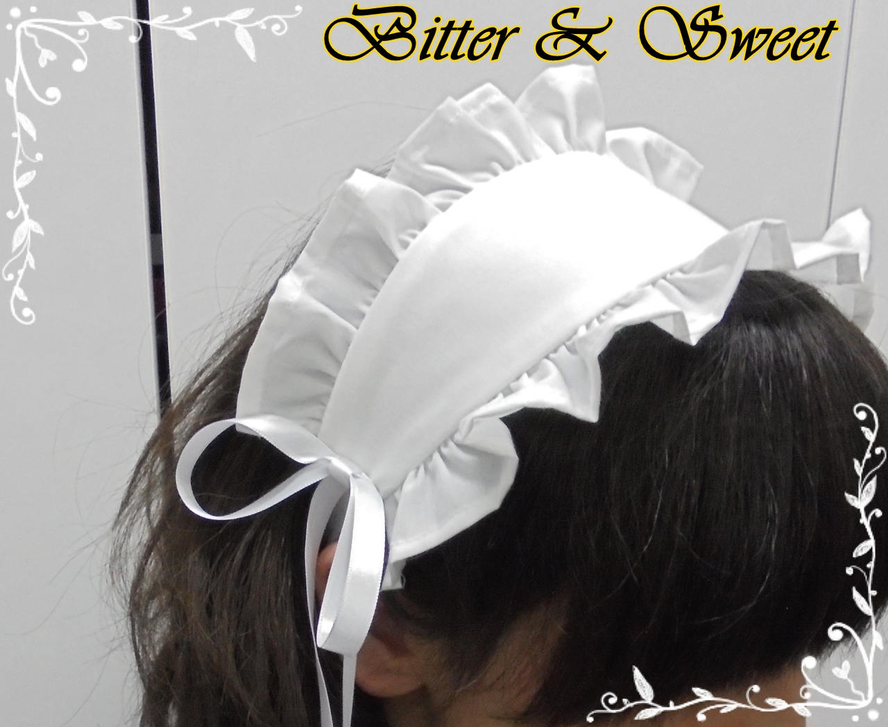 White Maid Headdress with Ruffles and