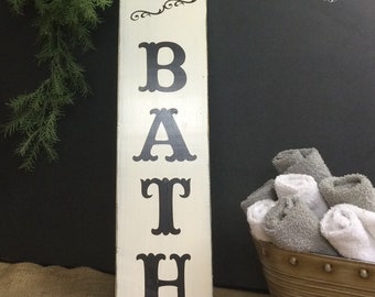 Rustic bathroom sign | Etsy