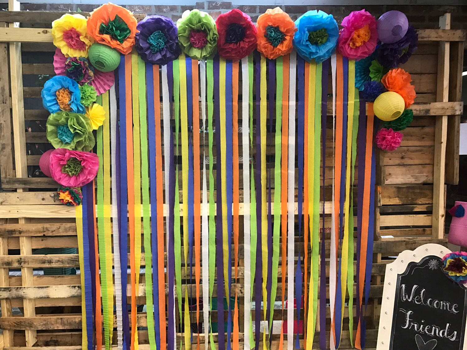 Mexican Tissue Paper Flowers Photo Wall Wedding Fiesta