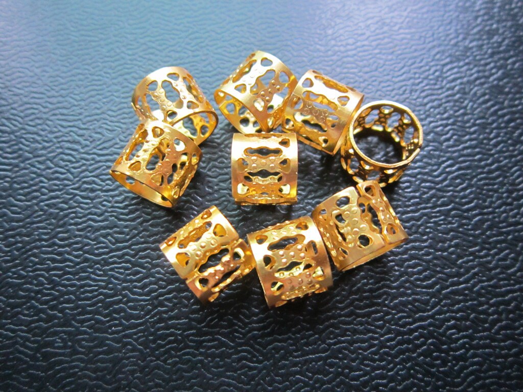 20pcs larger Golden dreadlock Beads gold dread hair braid
