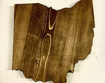 Ohio Rustic Wood State Cut Out Wood Art Sign Ohio Wood Sign