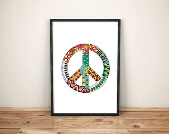 Peace sign poster | Etsy